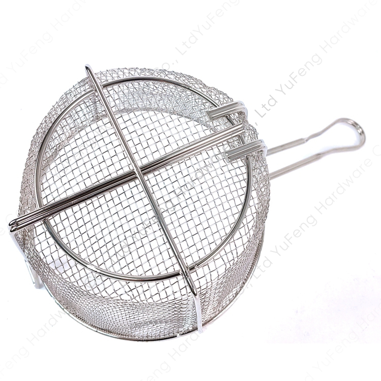 Round Wire Mesh Fry Basket - Buy deep fryer basket round, round fryer ...